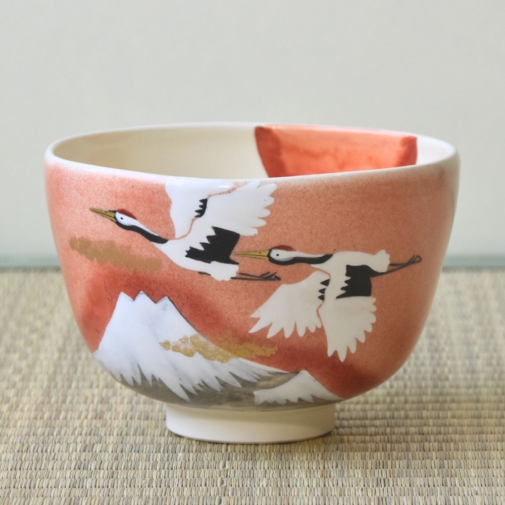 Golden Sunrise with Cranes Matcha Bowl – Nara Tea Co.