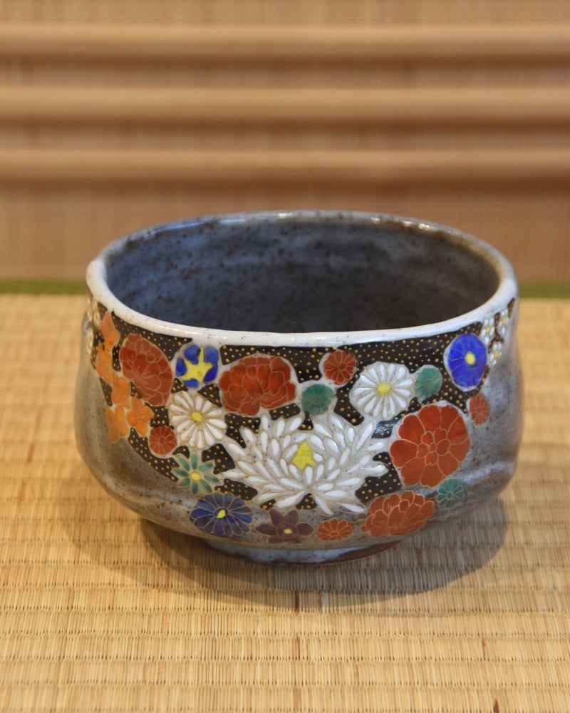 Matcha Bowl | Kutani Ware | Japanese Flowers – Nara Tea Co.